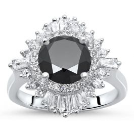 The Miranda Ring with a Black Round Diamond / Front Jewelers