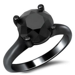 2.50ct Black Round Diamond Engagement Ring 14k Black Gold