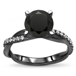 1.43ct Black Round Diamond Engagement Ring 14k Black Gold / Front jewelers