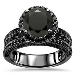 3.41ct Black Round Diamond Engagement Ring 14k Black Gold / Front Jewelers