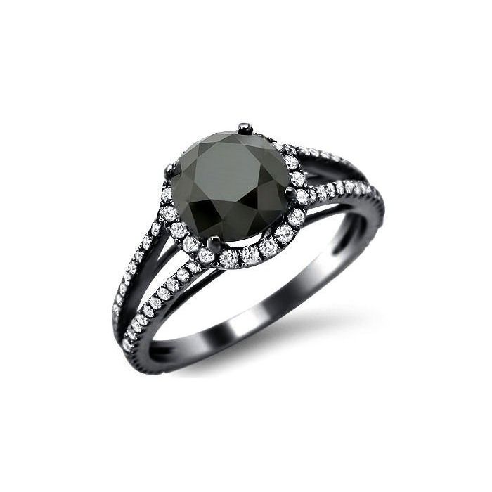 2.39ct Black Round Diamond Engagement Ring 18k Black Gold / Front Jewelers