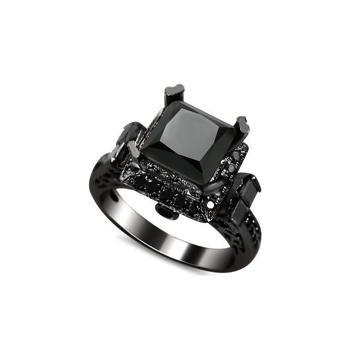 Black Diamond Square Engagement Rings