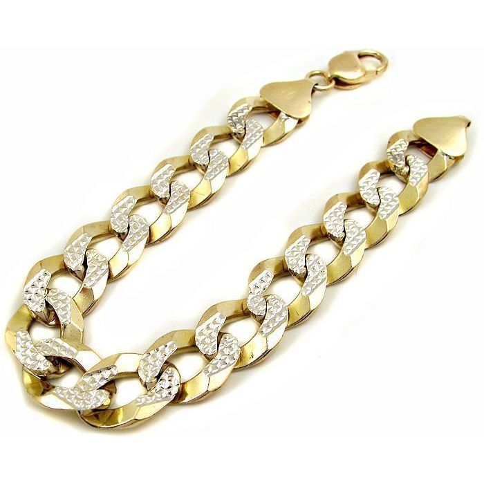 Men s 10 Inch 10k Yellow Gold Curb Link Bracelet
