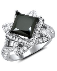 2.0ct Pink Diamond Lotus Flower Engagement Ring 14k White Gold / Front ...