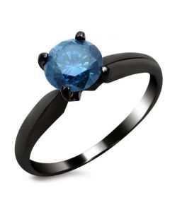 Blue Diamond Solitaire Engagement Rings